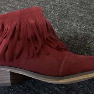 Shoes | Wine Colored Booties Size 75 15 Inch Heel | Poshmark